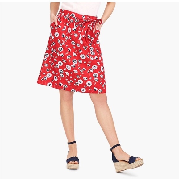 J. Crew | Skirts | J Crew Red Poppy Floral Skirt | Poshmark